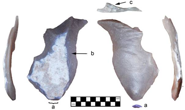 View of Clovis intentional bifacial overshot flaking: Two replica ...